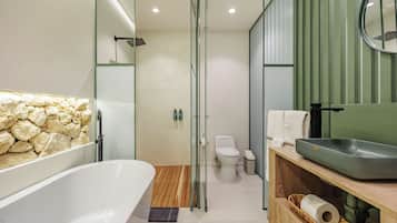 Apartamento luxo, 5 quartos, vista para a cidade | Banheiro | Secador de cabelo, toalhas de banho, sabonete, shampoo
