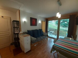 180m from ski lifts, floor -1, view resort, balcony, tv, ski locker ...