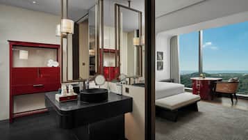 Suíte, 1 quarto, vista para o oceano | 1 quarto, roupas de cama premium, edredons de pluma, frigobar