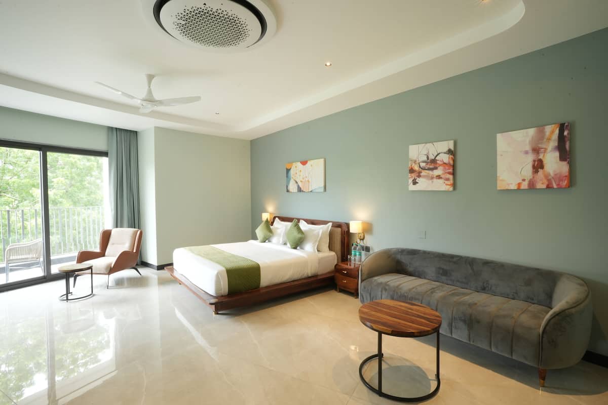 Suite-Estúdio Comfort, varanda, vista para a montanha | 1 quarto, secretária, secretária adequada para computadores portáteis