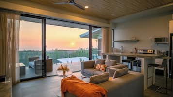 Vila luxo, vista para o oceano | Área de estar