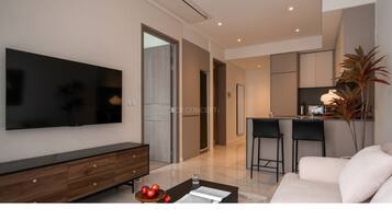 Apartamento de Luxo, 1 quarto, Vista para a cidade | Roupa de alta qualidade, camas de colchão pillowtop