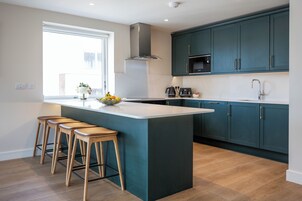 Apartamento Deluxe, 3 quartos, não fumadores, cozinha | Cozinha privada | Um frigorífico/congelador grande, um micro-ondas, um forno 