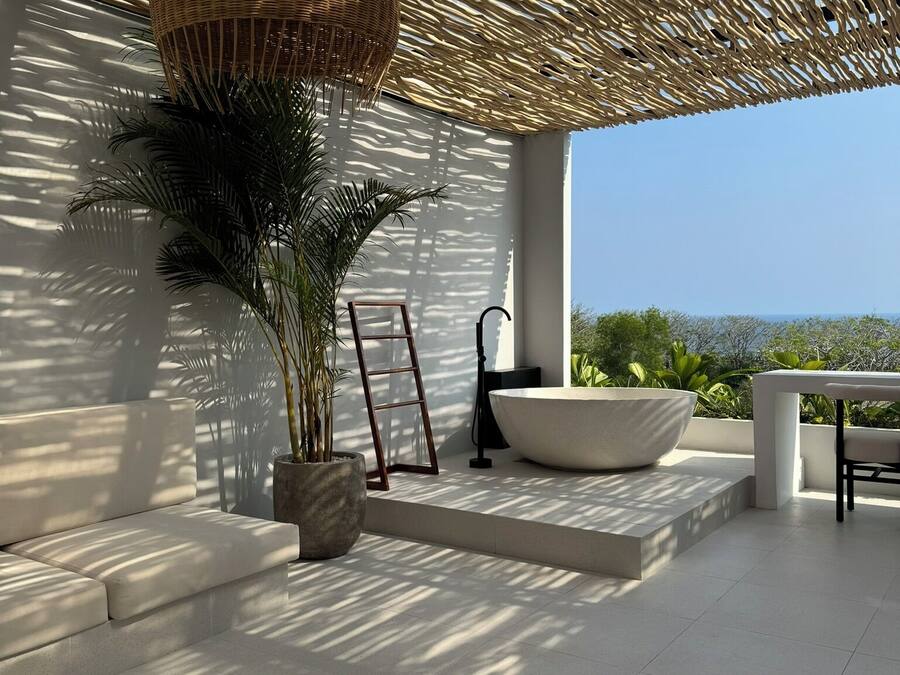 Apartamento Comfort, vista parcial para o oceano | Roupa de alta qualidade, cortinas/cortinados opacos