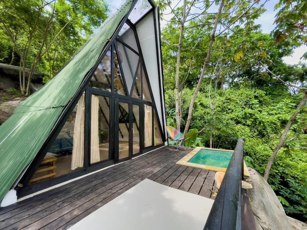 Cabana de Madeira Superior, vista para a montanha | Terraço/pátio interior