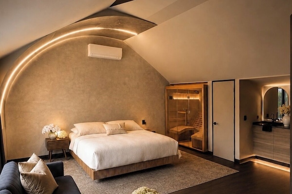Cabana de Madeira Elite, 1 cama king-size, sauna | Com decoração personalizada, com mobília individualizada