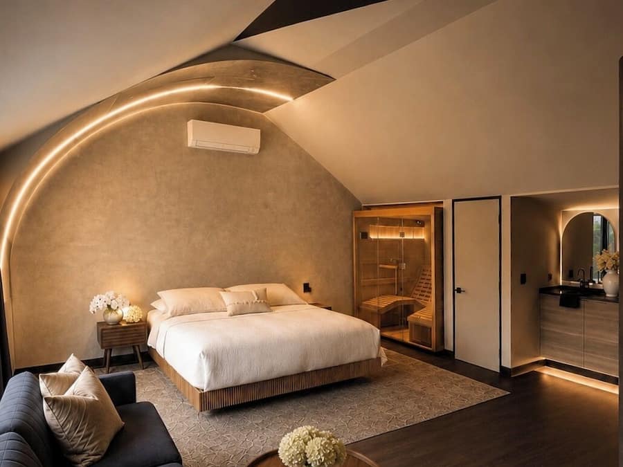 Cabana de Madeira Elite, 1 cama king-size, sauna | Com decoração personalizada, com mobília individualizada