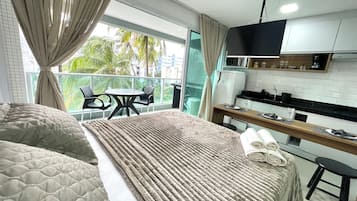 Apartamento Comfort, varanda, vista para o mar | 1 quarto, Wi-fi grátis