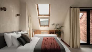 Estúdio design, sacada, vista para a cidade | 2 quartos, individualmente decorados, individualmente mobiliados