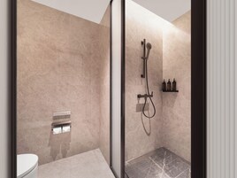 Quarto Duplo Comfort | Casa de banho | Um polibã, artigos de higiene pessoal grátis, um secador de cabelo 