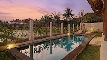 Villa, 2 quartos, vista para a piscina | Vista do quarto