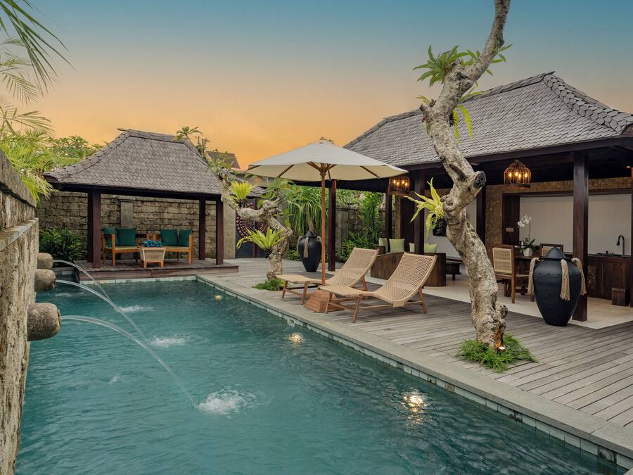 Villa de Luxo, 1 quarto, piscina privativa | Roupa de alta qualidade, camas de colchão pillowtop, minibar