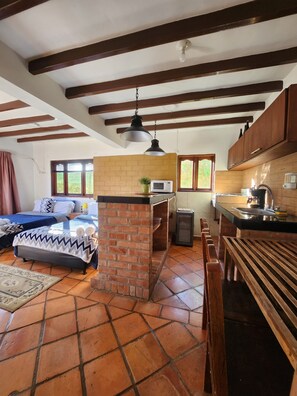 Apartamento família, vista para o jardim | 1 quarto, escrivaninha, espaço de trabalho para notebook