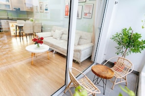 Apartamento de Luxo, 2 quartos, Vista para a cidade | Sala de estar