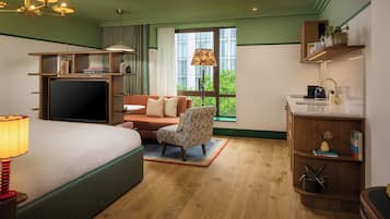 Apartamento premium | Roupas de cama premium, individualmente mobiliados, cortinas blackout