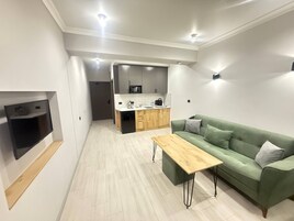 Estúdio Superior, cozinha | Roupa de alta qualidade, camas de colchão Select Comfort 