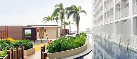 Apartamento em Condomínio Fechado, 1 quarto, vista para a piscina | Piscina | Piscina exterior