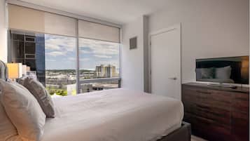 Apartamento de Luxo, cozinha | 1 quarto, roupa de alta qualidade, edredões de penas