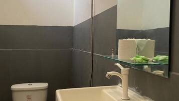 Um polibã, toalhas fornecidas, papel higiénico