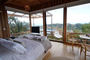 Cabana de Madeira Superior, 1 cama king-size, vista para o mar | Wi-fi grátis, roupa de cama fornecida 