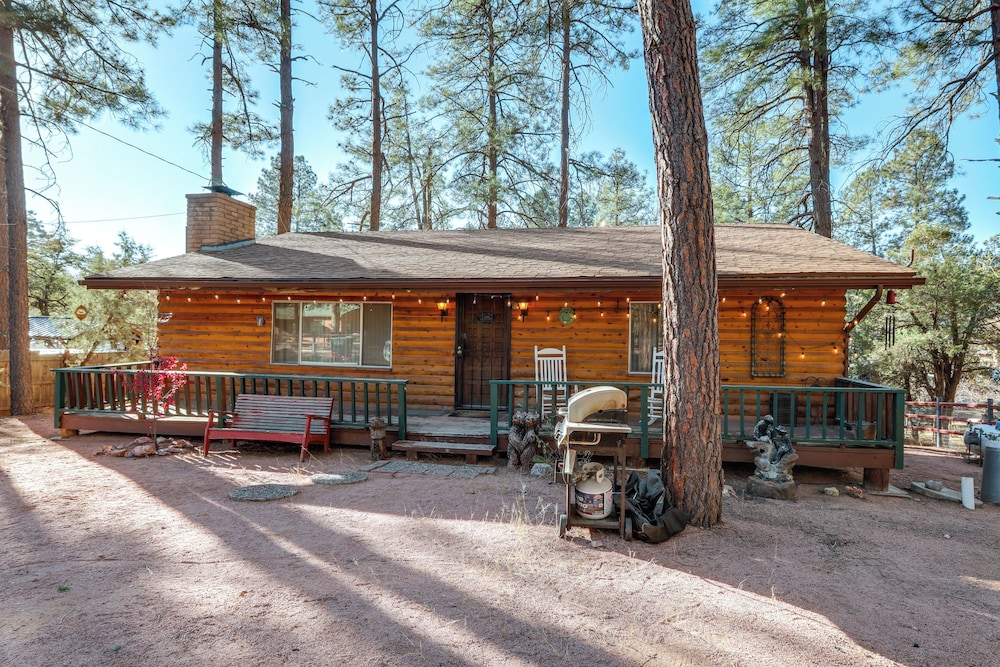 Deck & Forest Views: Black Bear Cabin' In Payson - Knoll Lake, Arizona