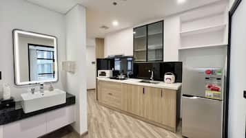 Apartamento família | 1 quarto, cofres nos quartos, espaço de trabalho para notebook