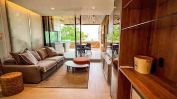 Casa conforto, vista para a praia | Área de estar
