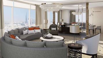 Suite Royal, várias camas, Vista para a cidade | Roupa de alta qualidade, cofre no quarto, cortinas/cortinados opacos