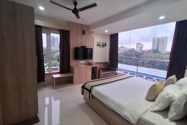 Quarto Duplo Executivo, Vista para a cidade | Secretária, Wi-fi grátis, roupa de cama fornecida