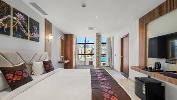 Quarto casal superior, vista para a cidade | 1 quarto, roupas de cama premium, edredons de pluma