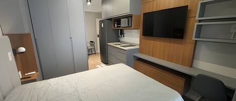 Apartamento conforto | 1 quarto, cortinas blackout, Wi-Fi de cortesia, roupa de cama