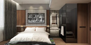 Quarto casal premier | Cofres nos quartos, escrivaninha, espaço de trabalho para notebook