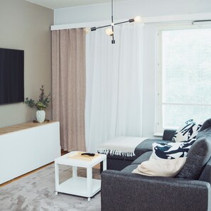 Apartamento, 1 quarto, acessível, varanda | Sala | Livros