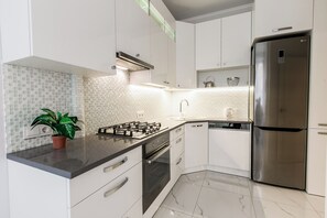 Apartamento Comfort, 2 quartos, não fumadores, Vista para a cidade | Cozinha privada | Uma chaleira elétrica 