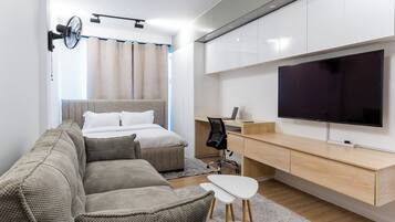 Apartamento de Luxo, Vista para a cidade | 1 quarto, ferro/tábua de engomar, Wi-fi grátis