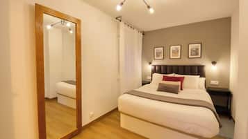 Apartamento premium, 1 quarto | 1 quarto, roupas de cama de algodão egípcio, roupas de cama premium