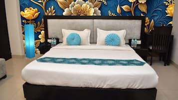 Quarto Duplo Deluxe, Vista para a cidade | Lençóis de algodão egípcio, roupa de alta qualidade