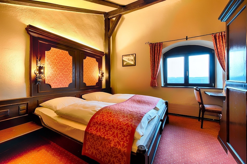 Double Room Main Building With Balcony And Forest View - Hotel-restaurant Burg Hornberg - Mosbach