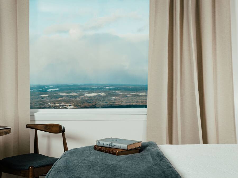 Quarto Individual Panorâmico, vista para o vale | Roupa de alta qualidade, secretária, berços/camas para crianças