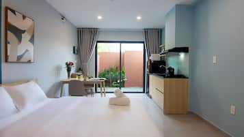 Apartamento Signature | Roupa de alta qualidade, camas de colchão pillowtop, secretária