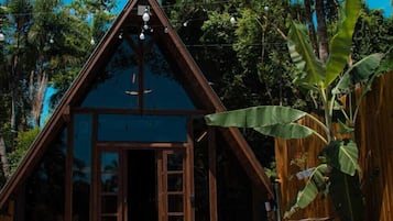 Chalé Romântico, 1 cama de casal e sofá-cama, banheira de hidromassagem, junto ao pátio | Terraço/pátio interior