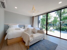 Quarto duplo standard, 2 camas de solteiro | Roupas de cama premium, frigobar (abastecido com itens grátis)