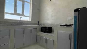 Apartamento Deluxe | Cozinha privada | Um frigorífico no espaço comum