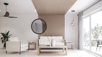 Casa geminada premium, 3 quartos, sacada, vista para a piscina | Área de estar