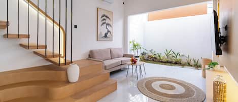 Vila luxo, vista para a piscina | Área de estar