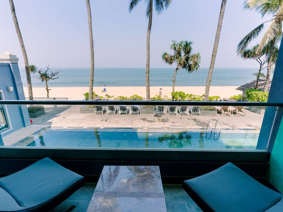 Quarto Duplo ou Twin Deluxe, varanda, vista para a praia | Vista da varanda