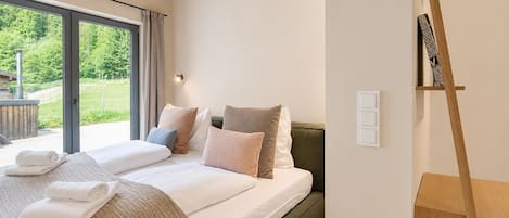 Chalé | 3 quartos, com mobília individualizada, roupa de cama fornecida
