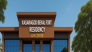 Exterior do Kasaragod Bekal Fort Residency A H Center com sinalização para Village Park, Air Destiny e Estacionamento.