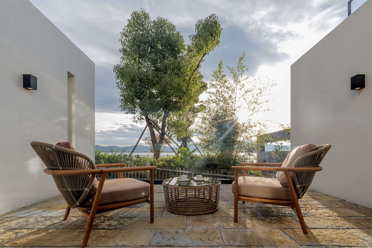 Quarto Clássico com Cama de Casal, vista para o mar | Terraço/pátio interior
