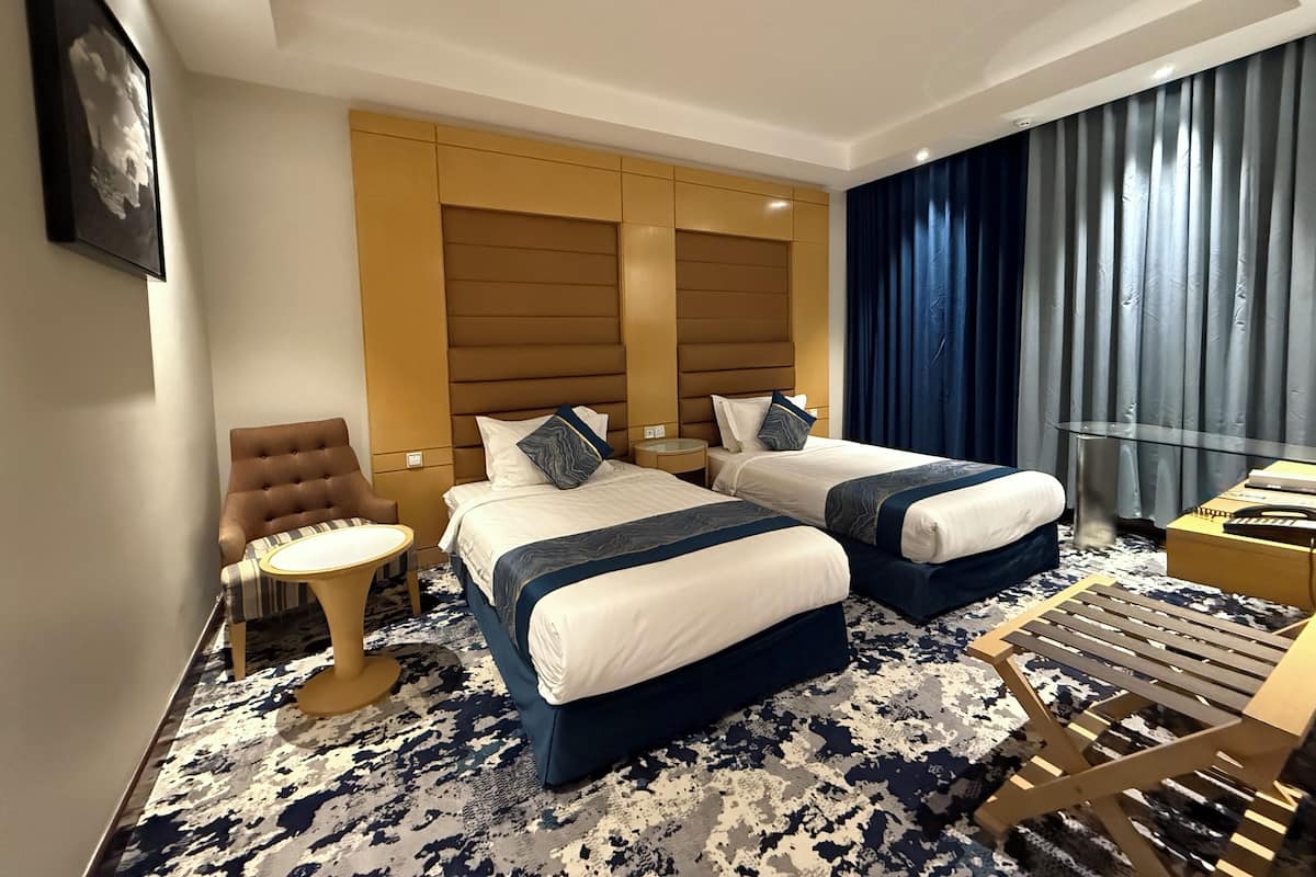 Quarto Twin Deluxe | Lençóis de algodão egípcio, roupa de alta qualidade, edredões de penas